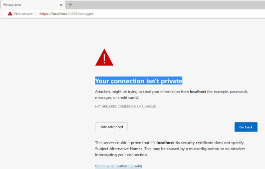 C Running Web Api Project Locally ‘your Connection Isnt Private Warning Rajeev Pentyala
