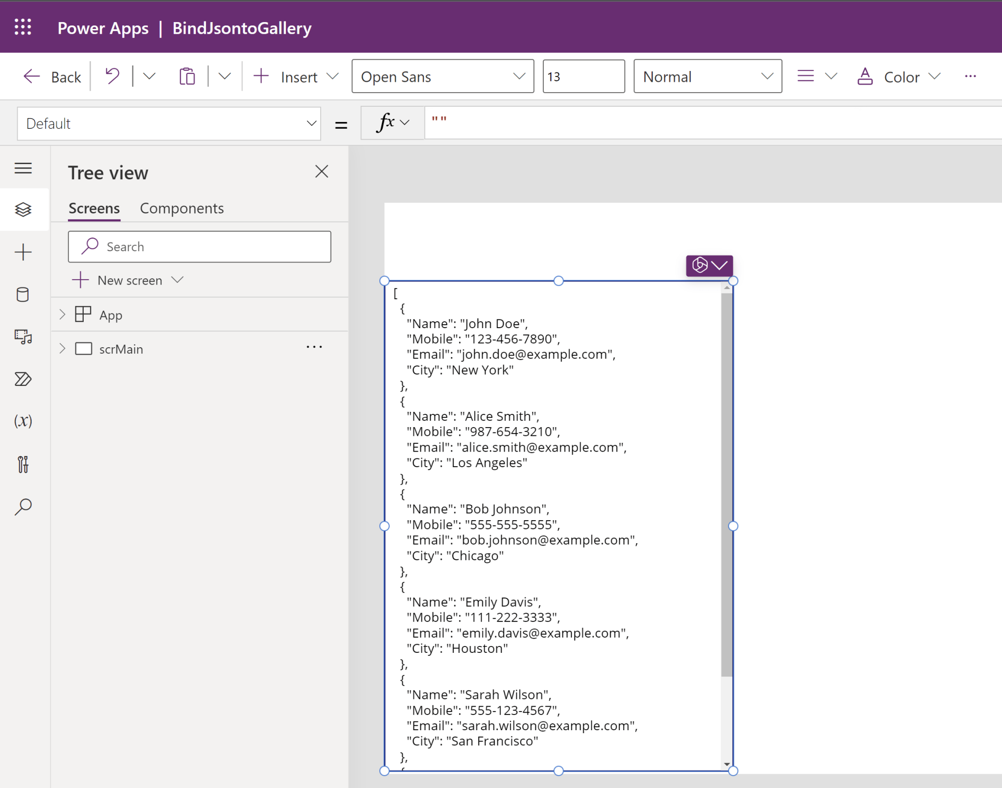 Canvas App | Power Fx | Parse and bind JSON collection to Gallery ...