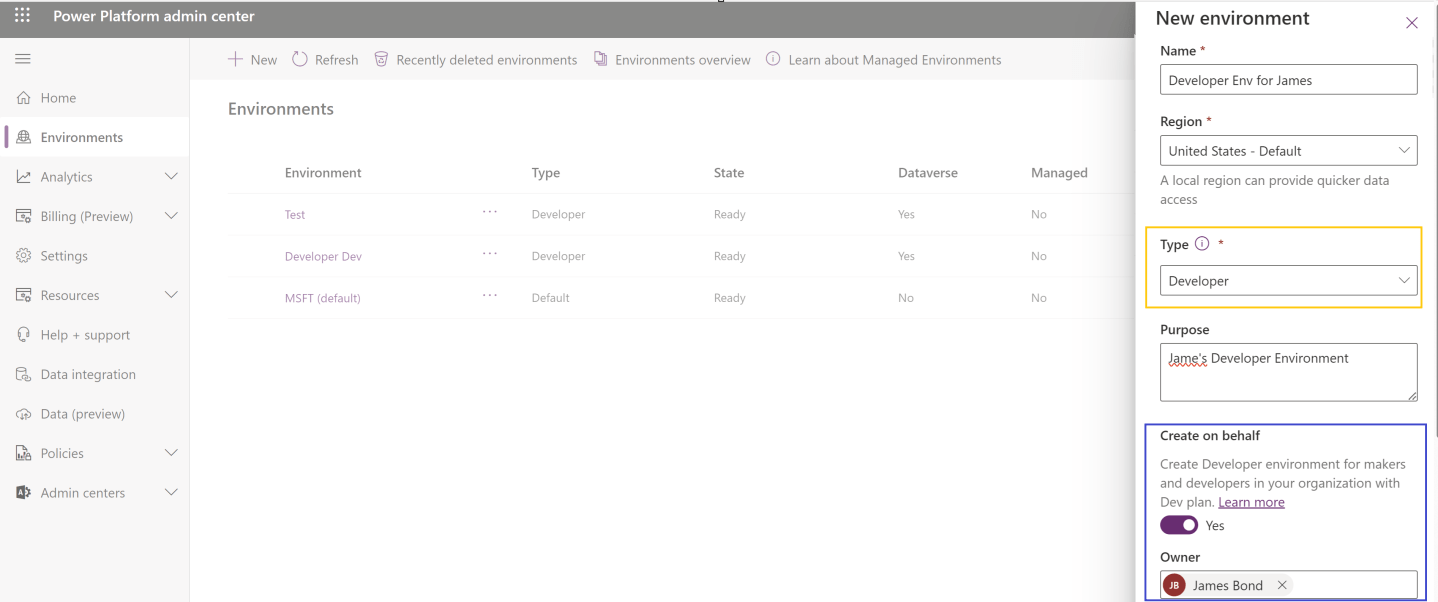 Power Platform Developer Environments Create On Behalf Rajeev