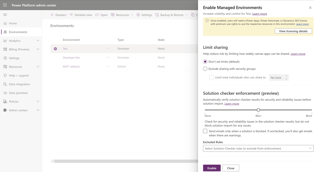 Power Platform | Enable or Disable ‘Managed Environment’ – Rajeev ...