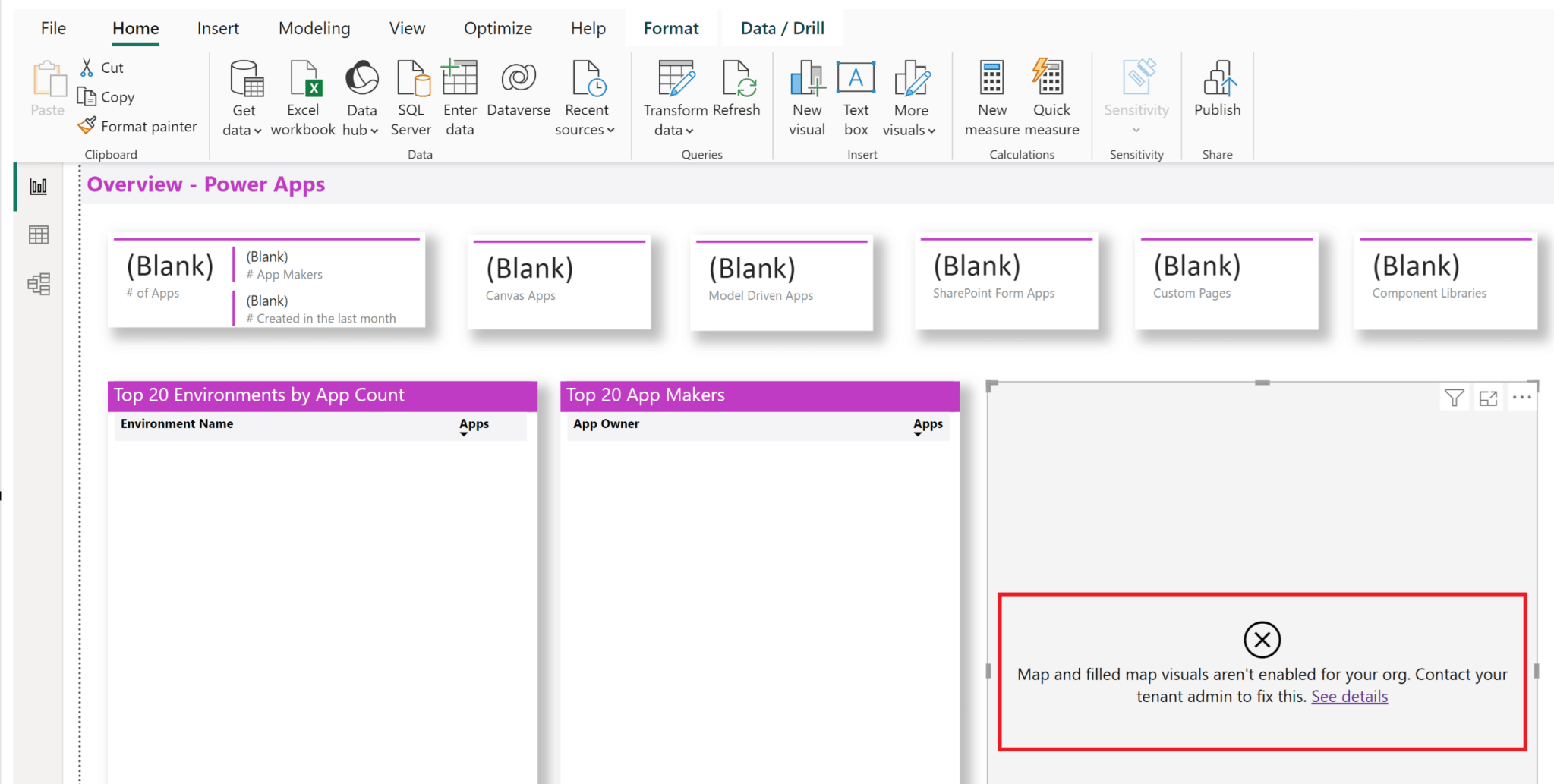 Power BI Report Error: Map and Filled Map Visuals Aren’t Enabled for ...