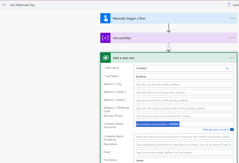 Power Automate | Dataverse | Create row by setting lookup column with ...