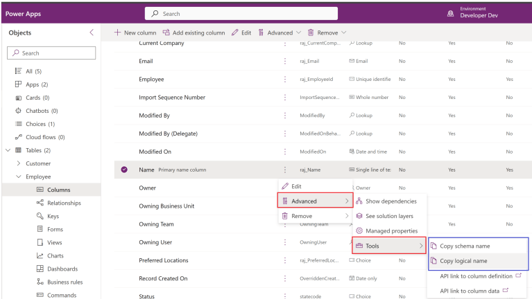 [Tip] Dataverse | Quickly copy column’s Logical and Schema names ...