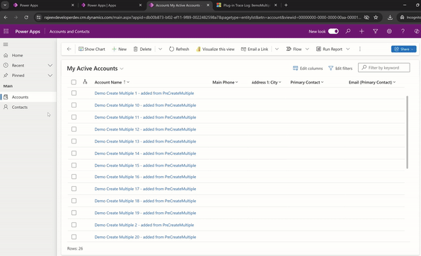 Dataverse | Plugins | CreateMultiple and UpdateMultiple messages | Rajeev Pentyala - Microsoft ...