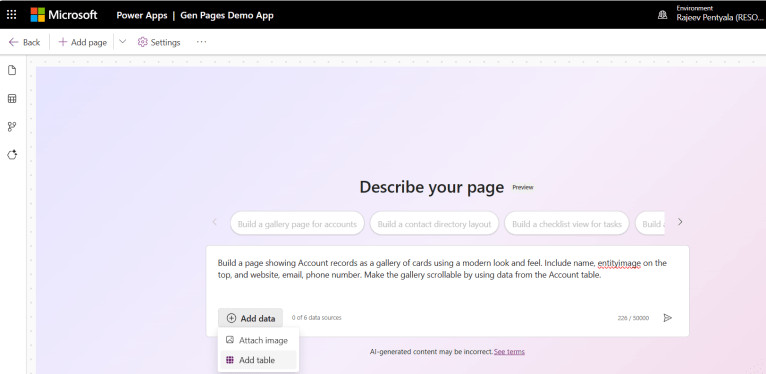 Model Driven Apps | Generative pages (preview) – Rajeev Pentyala ...