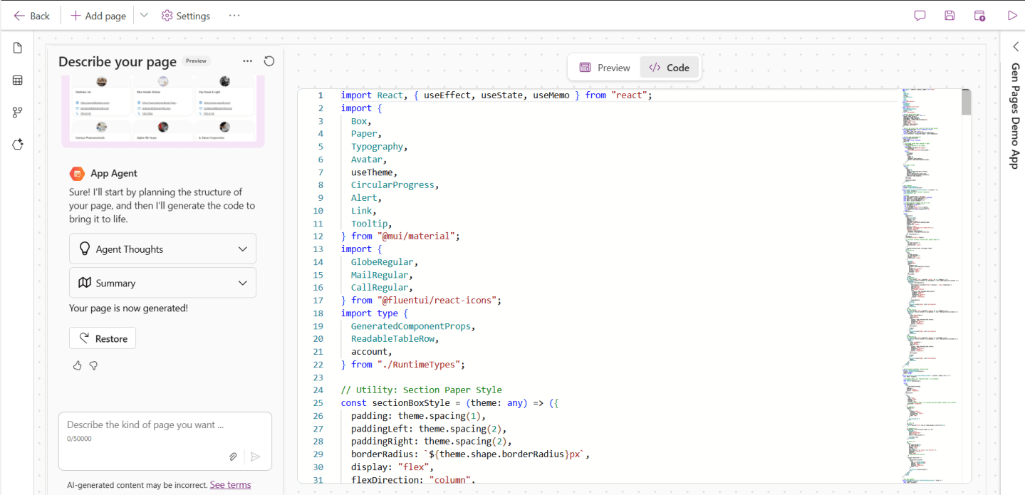 Model Driven Apps | Generative pages (preview) – Rajeev Pentyala ...