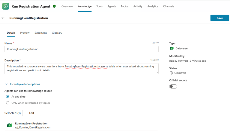 Copilot Studio Agent : Add a Dataverse knowledge source – Rajeev ...