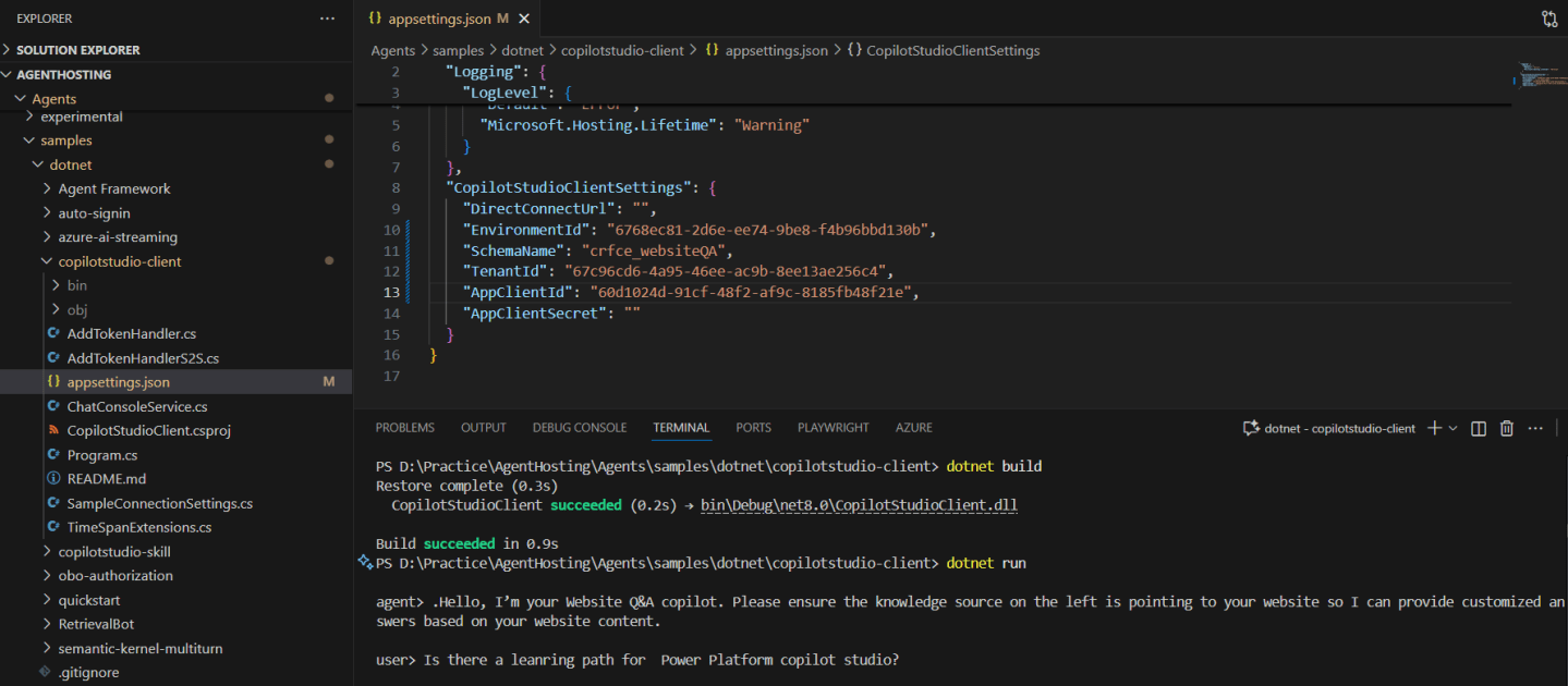 Copilot Studio: Integrate Agent into a C# Console App Using the Agents ...