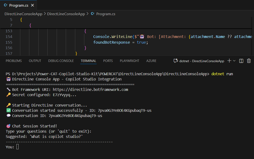Direct Line API + Copilot Studio Agent: Build a C# Console Messaging ...